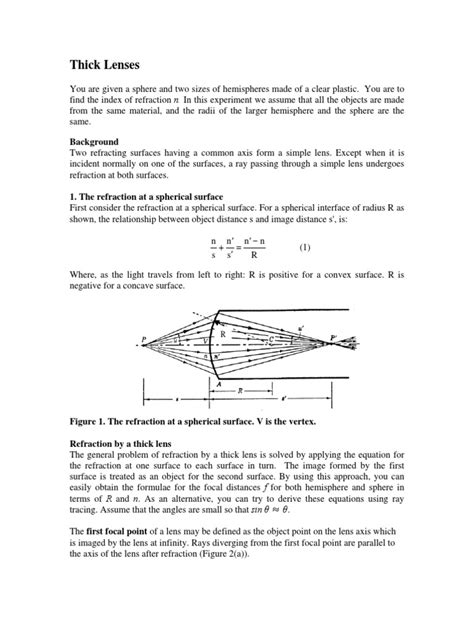 Thick Lenses Pdf Sphere Refraction