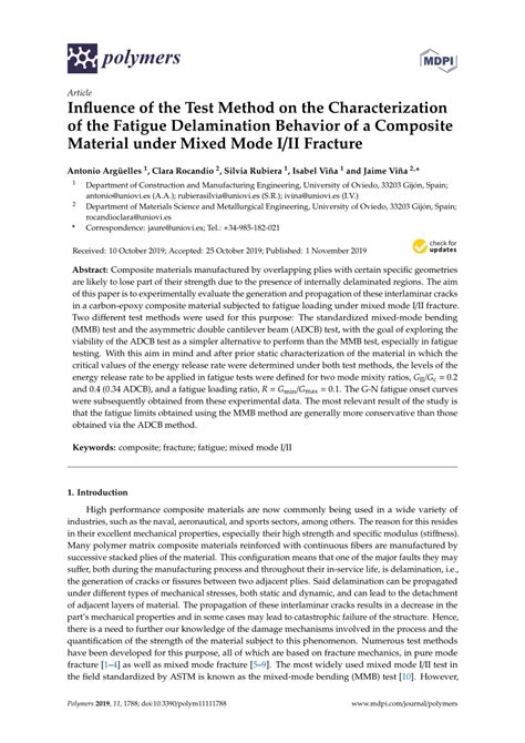Pdf Influence Of The Test Method On The Characterization Of The Fatigue Delamination Behavior