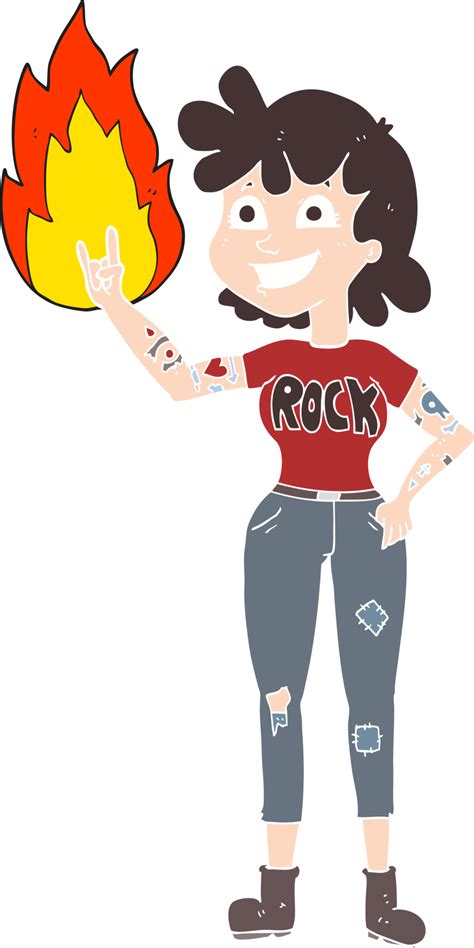 Flat Color Illustration Of A Cartoon Rock Girl 39176753 Png