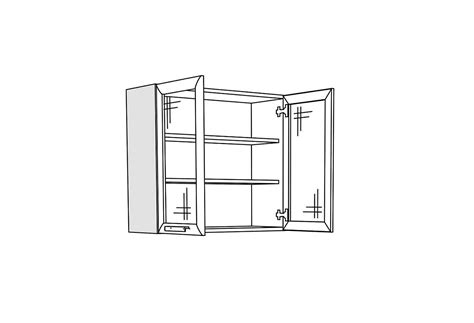 Кухненски шкаф горен с две витрини In V80 S сив • Модулна кухня In сива • Мебели Монема