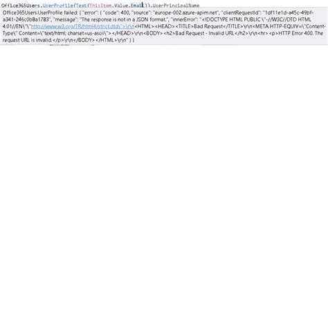 Sudden Error In Using Office365users Function With Dynamic Content My Function Was Working