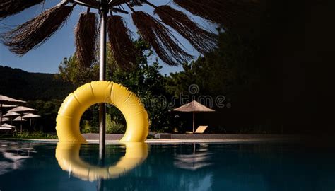 Yellow Float Floating In The Pool With Blue Water Stock Illustration