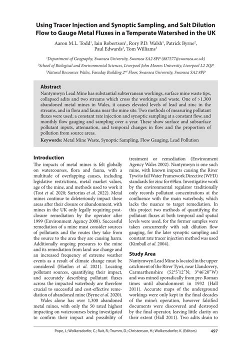 Pdf Using Tracer Injection Synoptic Sampling And Salt Dilution Flow