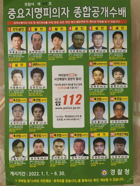 2022년 중요 범죄자 공개수배  Mlbpark
