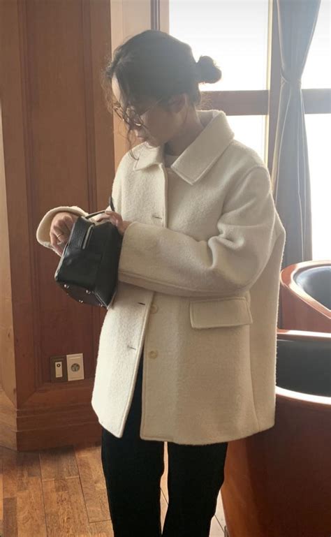 르플리에 재진행 드온도 알파카 하프 코트 울 부클 누빔 안감 Ct