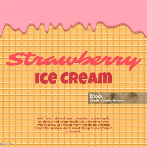 원활한 패턴 와플 텍스처 녹는 설탕 아이스크림 물이 뚝뚝 떨어지는 광택 줄무늬 초콜릿 바닐라 크림 바삭한 콘 웹 광고 배너 비즈니스 카드에 대 한 만화 그림 벡터 일러스트