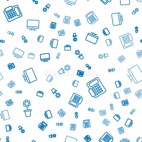 Set Line Flower In Pot Telephone And Computer Monitor Screen On