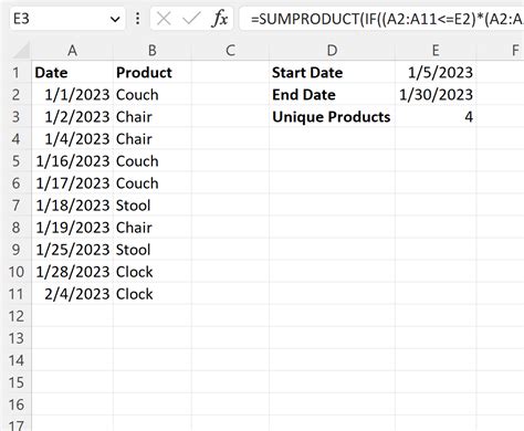 Excel Count Unique Values Based On Date Range Psychological Statistics