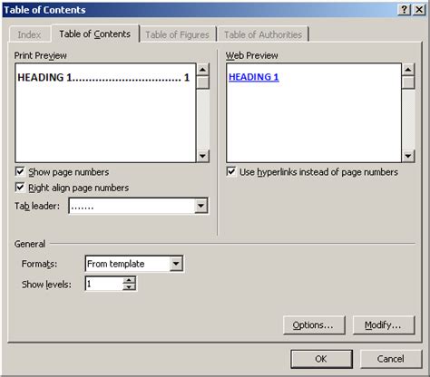MS Word Change The Number Of Levels Displayed In Table Of Contents