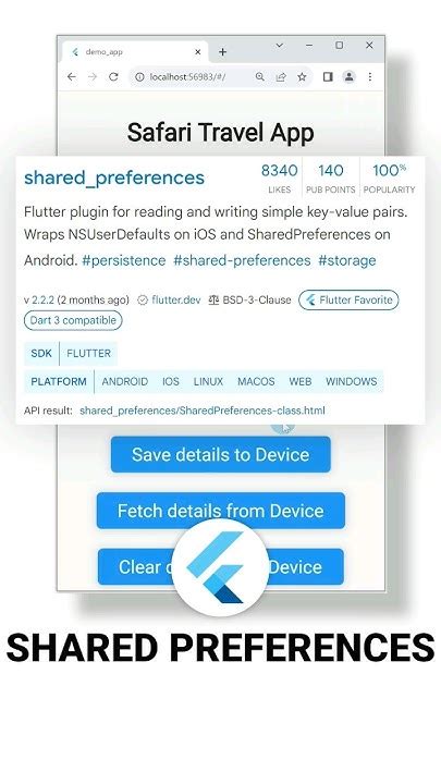 Save Read Clear Data From Local Storage Flutter Web App Shared Preferences Package Youtube