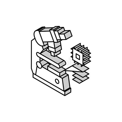Researching Microscope Semiconductor Manufacturing Isometric Icon
