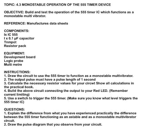 Solved Topic 43 Monostable Operation Of The 555 Timer