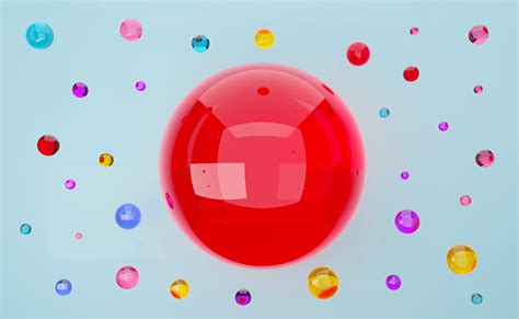 현대 무대 전시 및 미니멀리스트 모형 추상적 인 쇼케이스 배경 개념 3d 삽화 또는 3d 렌더링을위한 하늘색 파스텔 구성에서 기하학적 모양과 다채로운 공으로 빈 연단은 0