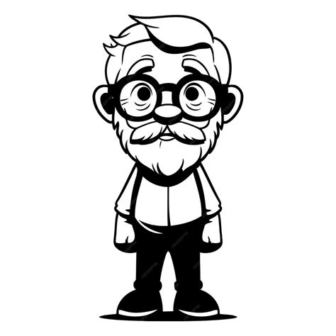 Premium Vector Old Man With Glasses And A Beard Black And White