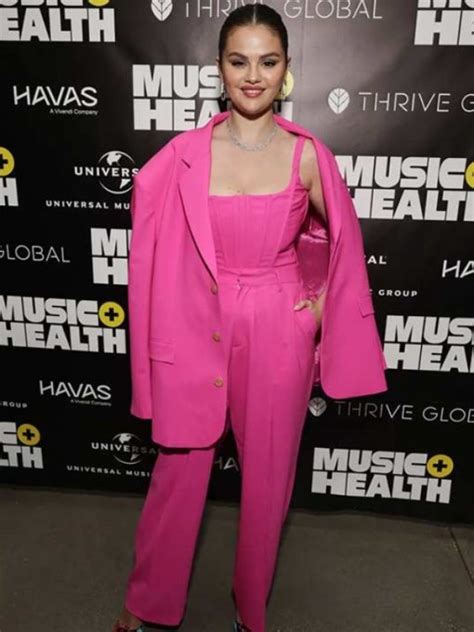Selena Gomez Pink Suit Get Free Shipping With 70 Off
