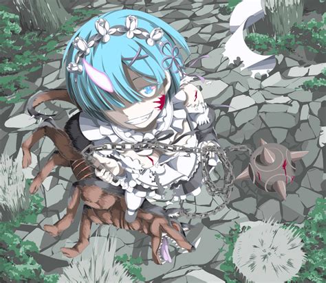 Rem Demon Form Hd Wallpaper Rezero Anime By まるさし