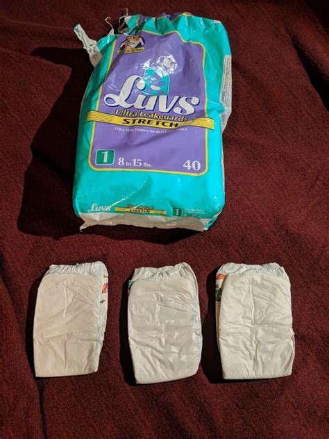3 Vintage Luvs Ultra Leakguard Stretch Plastic Diapers Size 1 From 1996