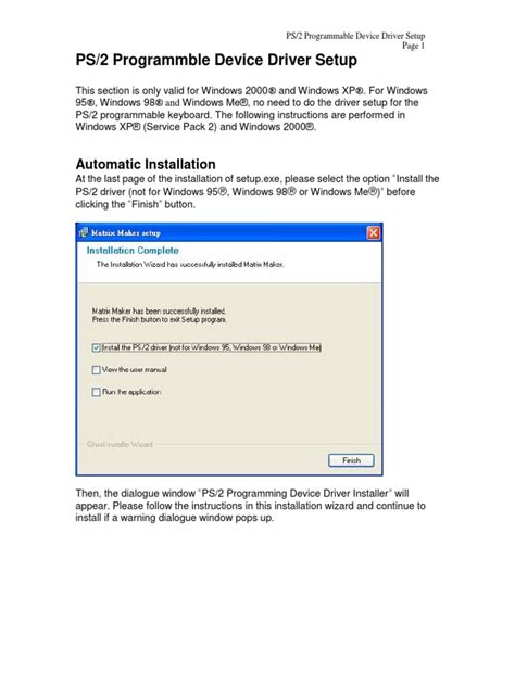 Ps2 Keyboard Driver Setup Manual Pdf Windows 2000 Microsoft Windows