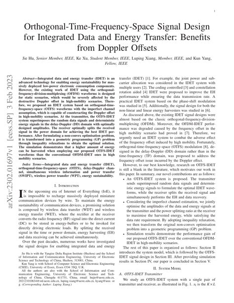 Pdf Orthogonal Time Frequency Space Signal Design For Integrated Data