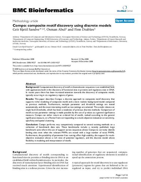 Pdf Compo Composite Motif Discovery Using Discrete Models
