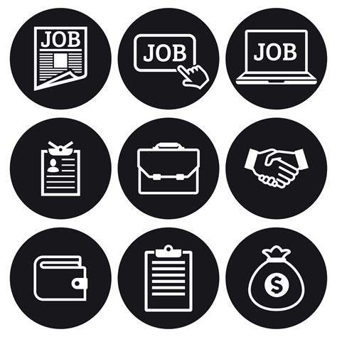 Job Icons Set White On A Black Background 18770098 Vector Art At Vecteezy