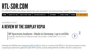 RTL SDR Com Review Of The New RSP1A SDRplay