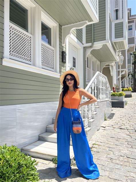 Serena Sammour On Instagram 🧡💙🧡 Blue Summer Outfits Summer Fashion Outfits Color Blocking