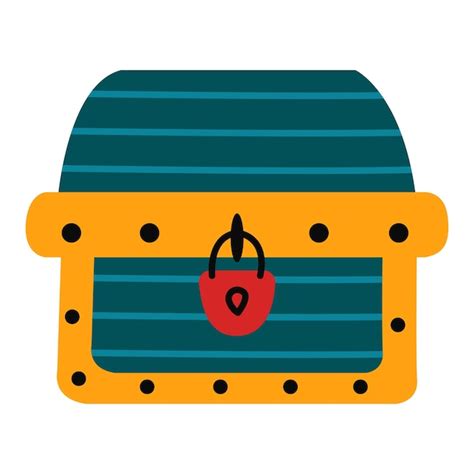 귀여운 손으로 그린 보물 상자 흰색 배경 격리 프리미엄 벡터