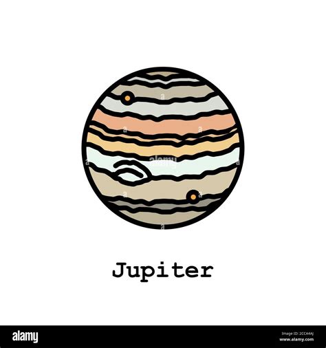 Jupiter Planet Color Icon Thin Line Linear Outline Vector Jupiter