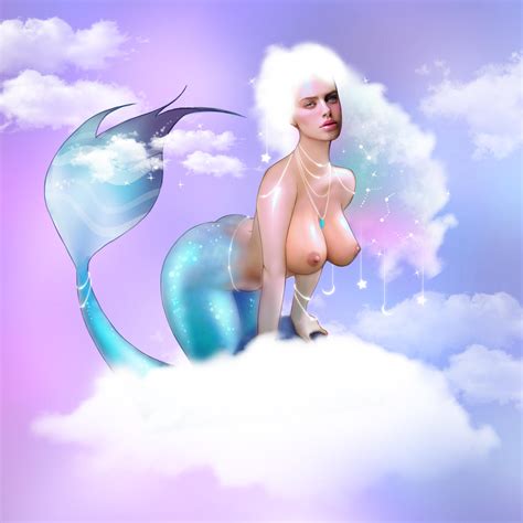 Rule 34 1girls Blue Eyes Cloud Cloud Hair Huge Breasts Looking At Viewer Mermaid Necklace