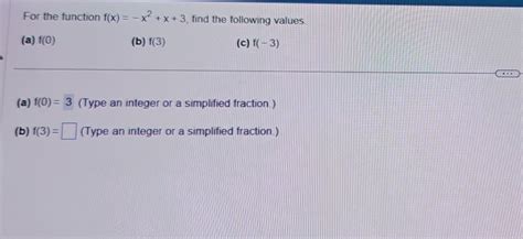 For The Function Fx X2x3 Find The Following Values A F0 B
