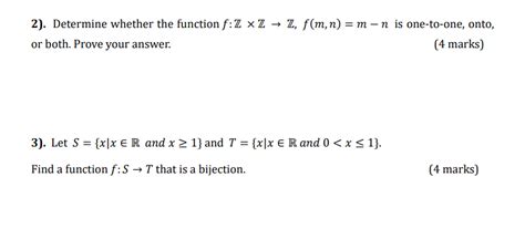 Solved Determine Whether The Function F ZZZ F M N Mn Chegg