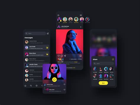 Social Media Ui Kit Black Theme By Julia Shagofferova 🇺🇦 On Dribbble
