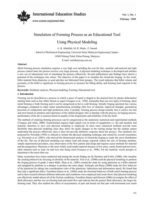 Pdf Simulation Of Forming Process As An Educational Tool Using Physical Modeling