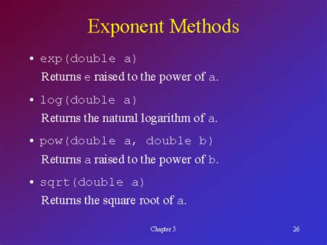 Exponent Methods