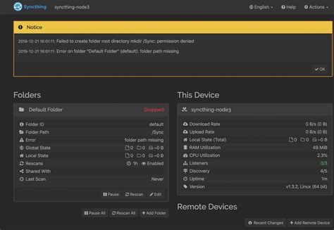 Failed To Create Folder Root Directory Mkdir Docker Image Support Syncthing Community Forum