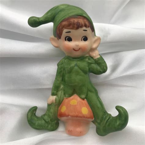 Lefton Leprechaun Pixie On Mushroom
