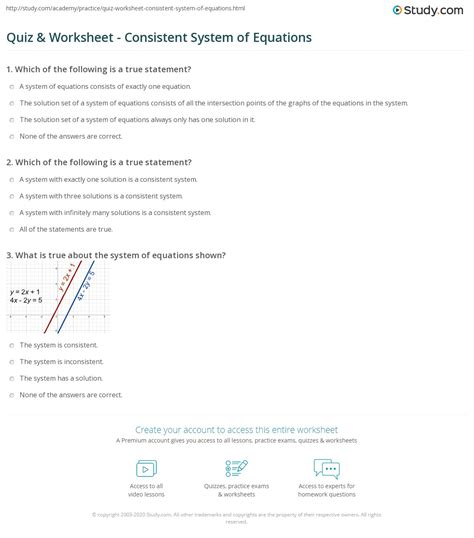 Quiz And Worksheet Consistent System Of Equations