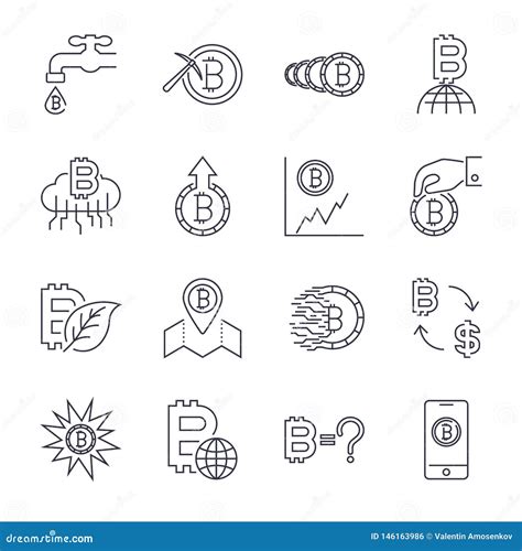 Cryptocurrency Line Icons Set Vector Collection Of Thin Outline