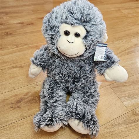 Asda Mottled Grey Black White Smiley Monkey Soft Plush Toy Comforter
