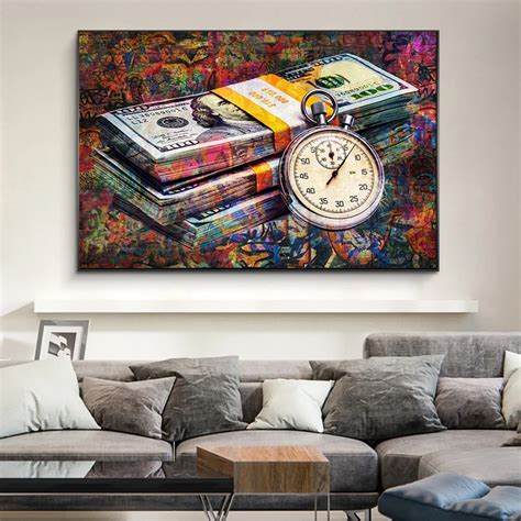 Abstract Graffiti Canvas Painting Money Art Dollar Posters And Prints