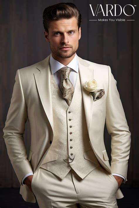 Classic Elegance Mens Cream Tuxedo Suit Tailored Suit The Rising Sun