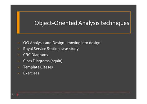 Ooa Crc And Class Diagrams Lecture Notes 6 Object Oriented Analysis Techniques