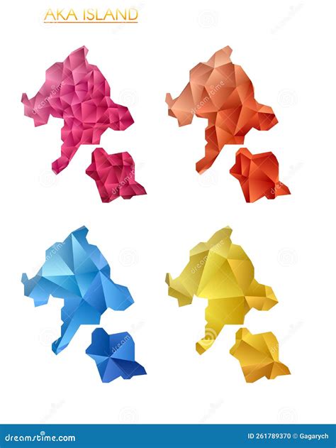 Set Of Vector Polygonal Maps Of Aka Island Stock Vector Illustration