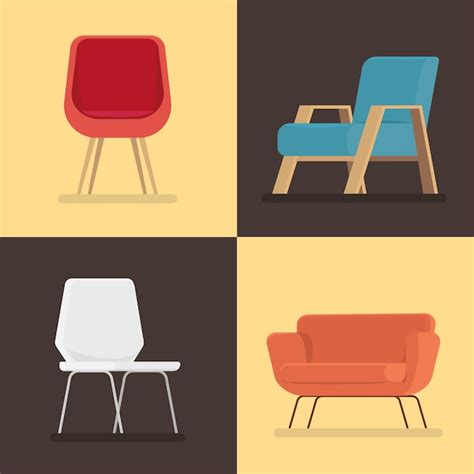 Premium Vector Set Of Furniture Isolated Background