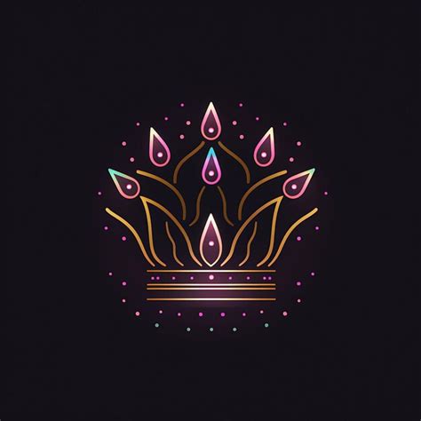 Premium Ai Image Neon Design Of Crown Logo With Jewels And Laurel