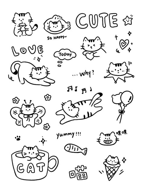 小猫第二弹！猫咪简笔画手帐贴纸素材自取 小红书 花瓣网