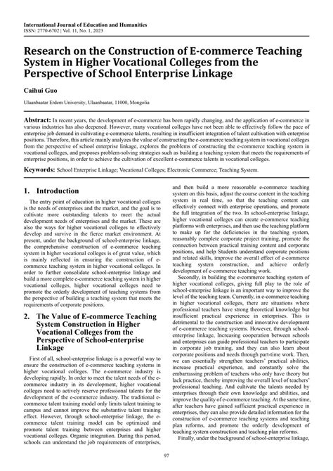 Pdf Research On The Construction Of E Commerce Teaching System In Higher Vocational Colleges