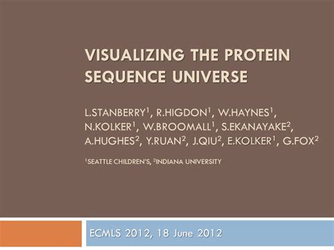 ppt visualizing the protein sequence universe e kolker 1 visualizing