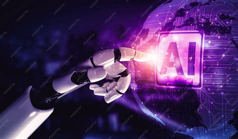 인간의 미래를 위한 로봇과 사이보그 개발의 3d 렌더링 인공 지능 Ai 연구 컴퓨터 두뇌를 위한 디지털 데이터 마이닝 및 기계 학습 기술 설계 프리미엄 사진